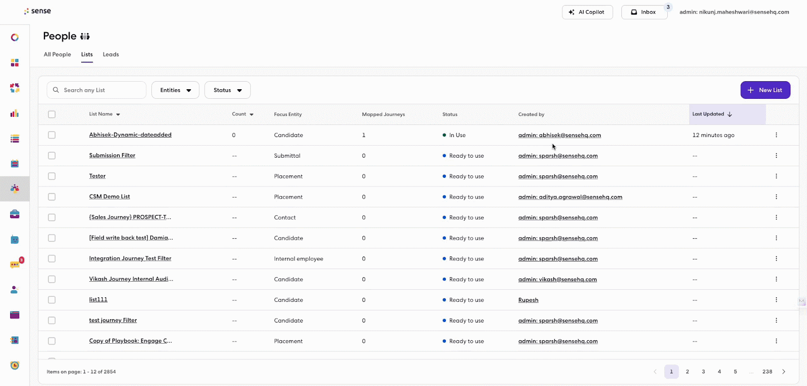 Sorting based on the Last Update – SenseHQ