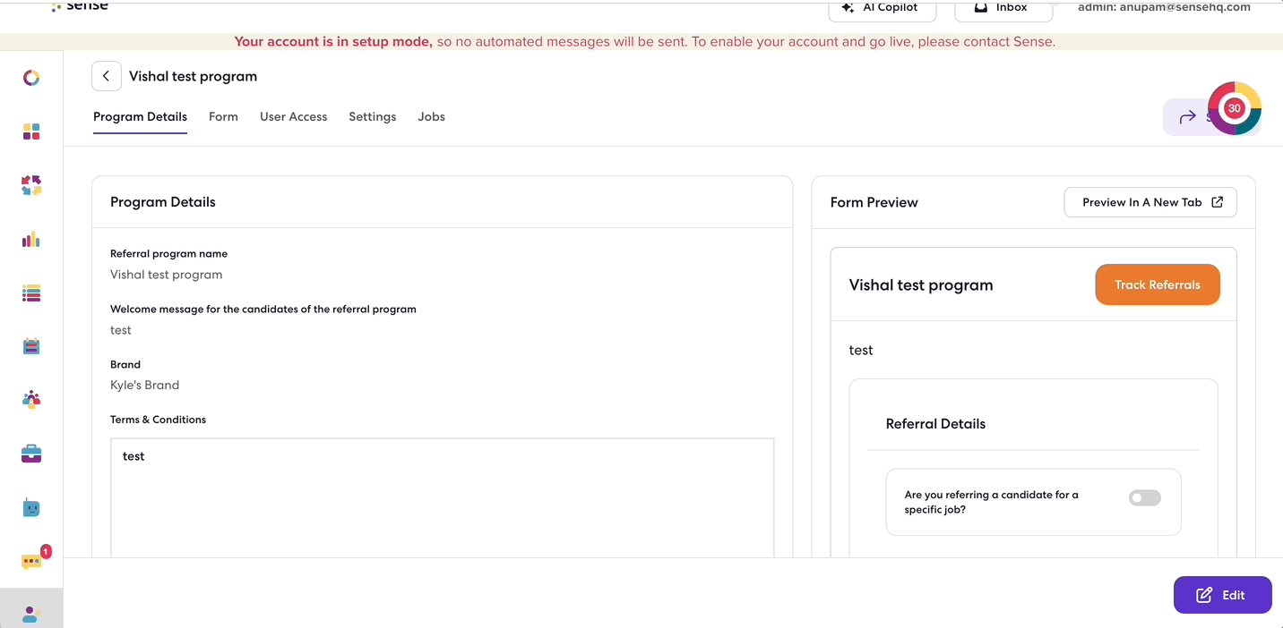 Configuring Custom Referral and Referrer Questions – SenseHQ