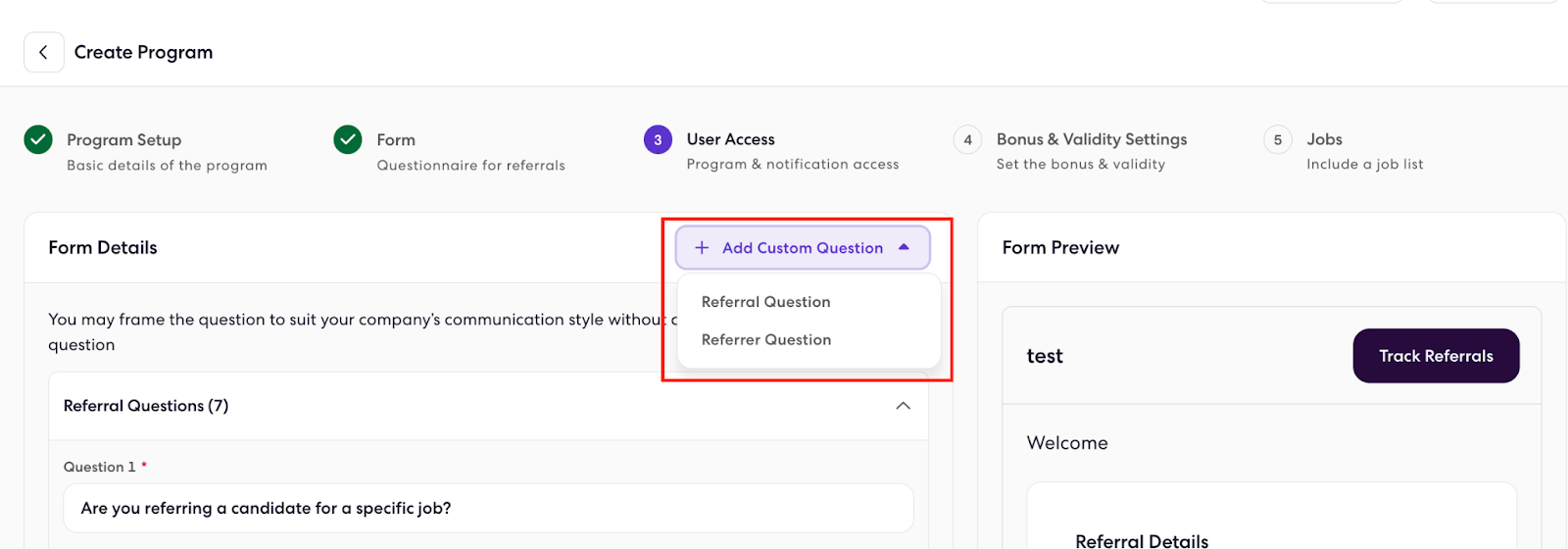 Configuring Custom Referral and Referrer Questions – SenseHQ