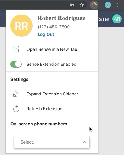 Extension Settings – SenseHQ