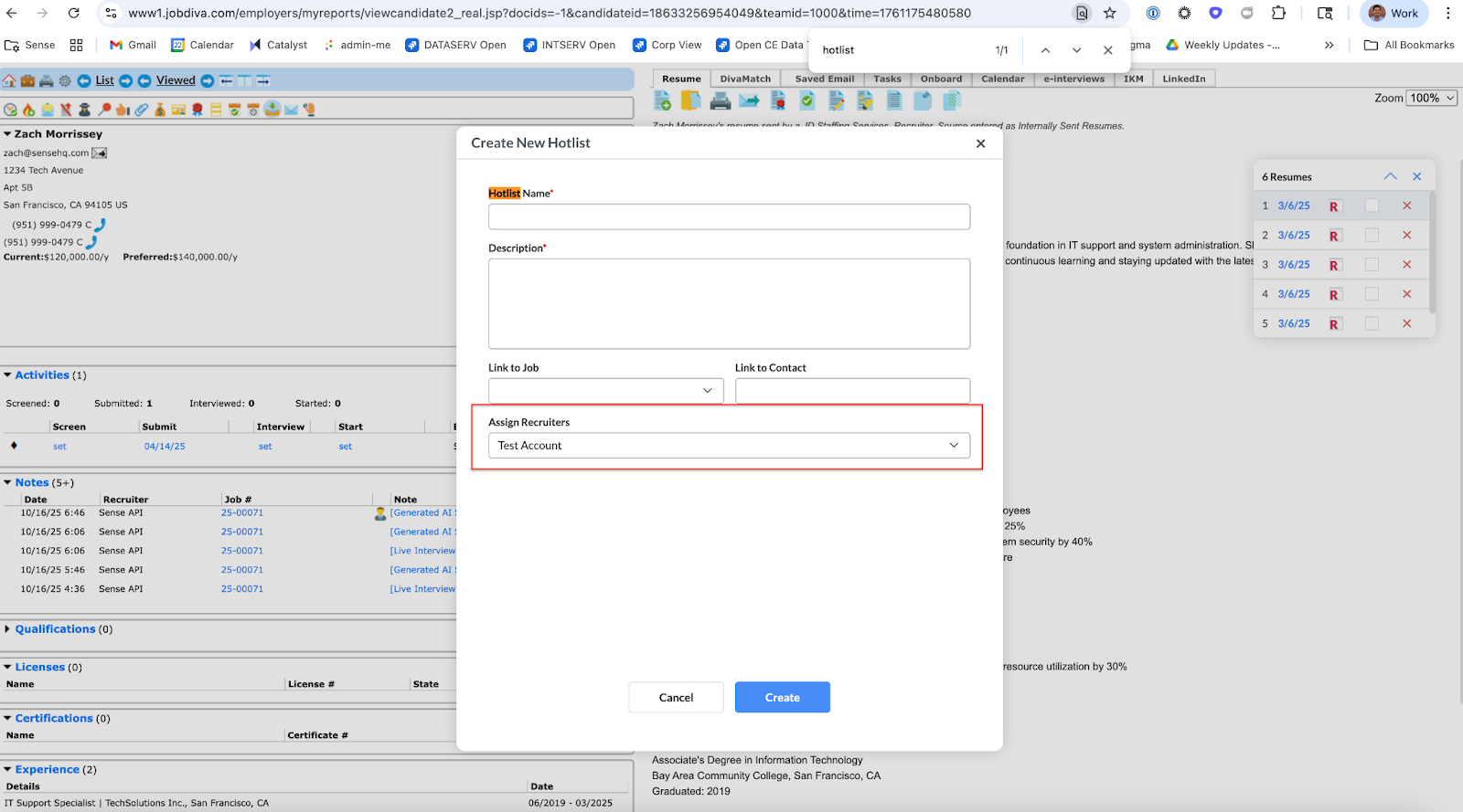 ATS List Click to Sync – SenseHQ
