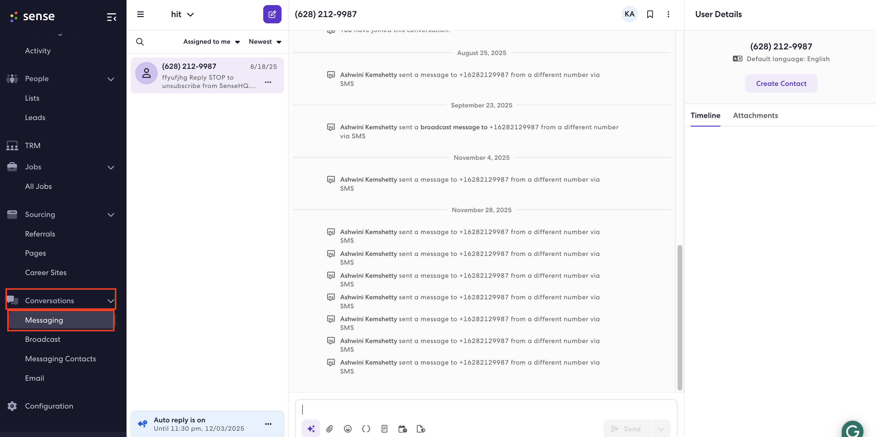 Sending Messages – SenseHQ